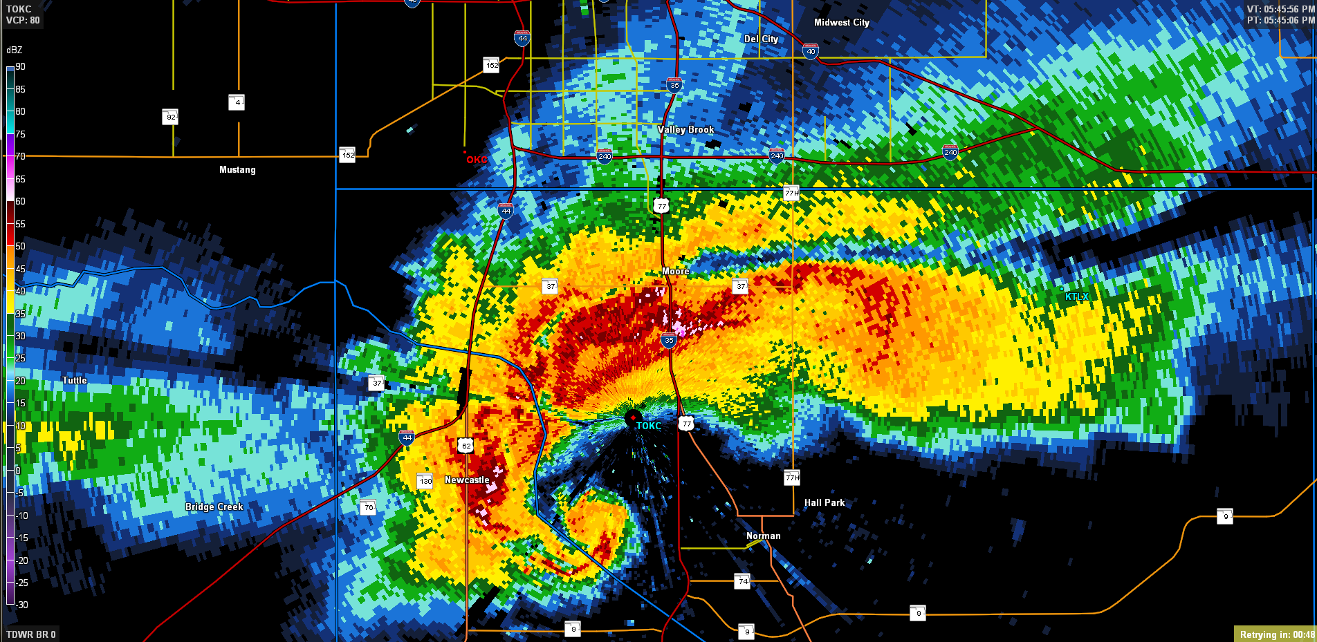 AWIPS Based Neon Reflectivity with sharp demarcation at 35 DBZ ...